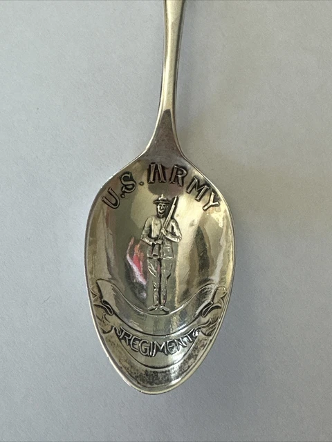 ANTIQUE STERLING SILVER Spoon Army Regiment Wwi Uncle Sam Usa £78.21 ...