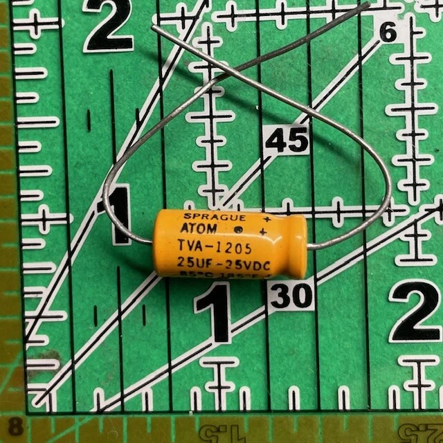 25UF 25V CONDENSATEUR axial Sprague ATOM TVA-1205 tube audio vintage ...