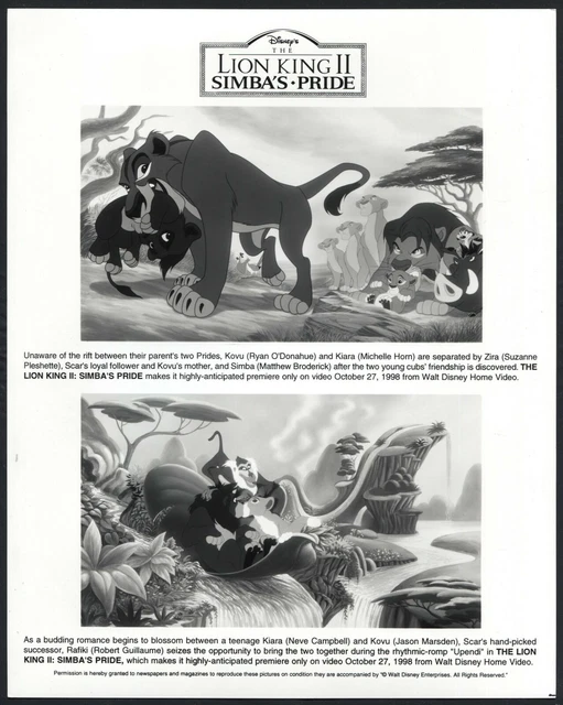 THE LION KING II Simba's Pride ’98 CARTOON ANIMATION KIARA KOVU RAFIKI ...