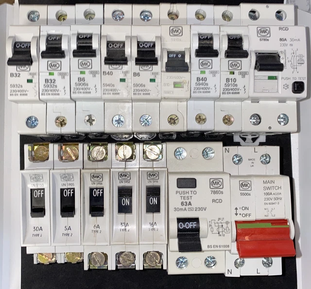 MK SENTRY TYPE B-C MCB FULL RANGE OLD & NEW + RCD RCBO Main Switch - LN ...