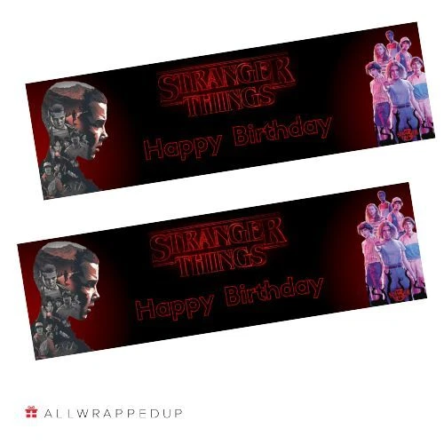 2X UNOFFICIAL PERSONALISED Stranger Things Happy Birthday banners ...