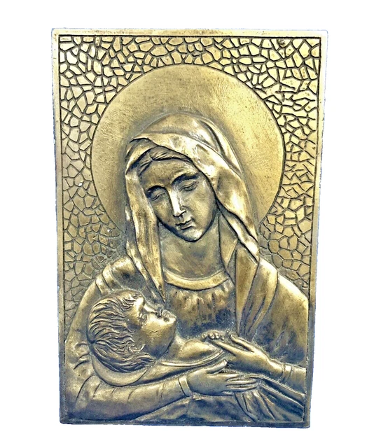 VTG VIRGIN MARY Icon Madonna Jesus Child Carved Wall Art 6” Resin EUR ...