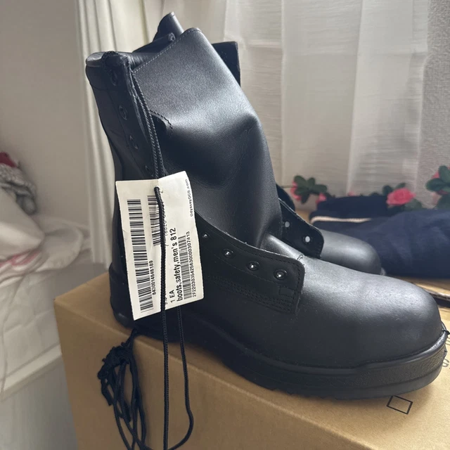 VIBRAM 795B LEATHER Navy Flight Deck Boots Size 9.5R Black Steel Toe ...