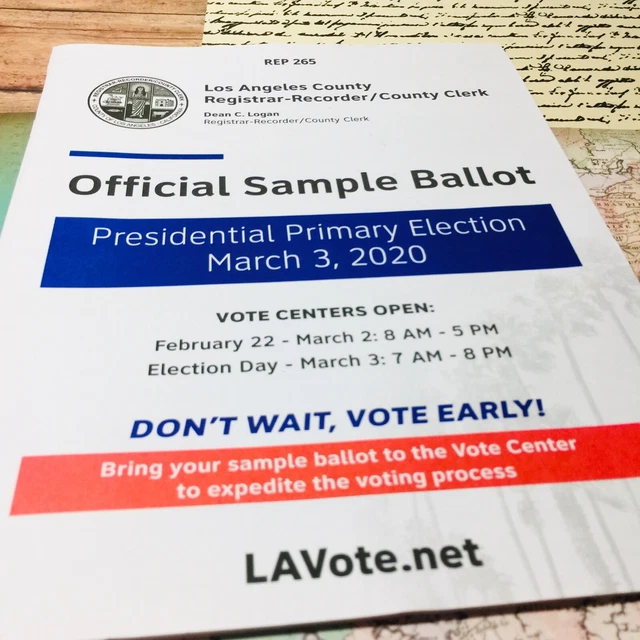 VOTER BOOKLET SAMPLE Ballot Official Pres. Primary Election 2020 L.A ...