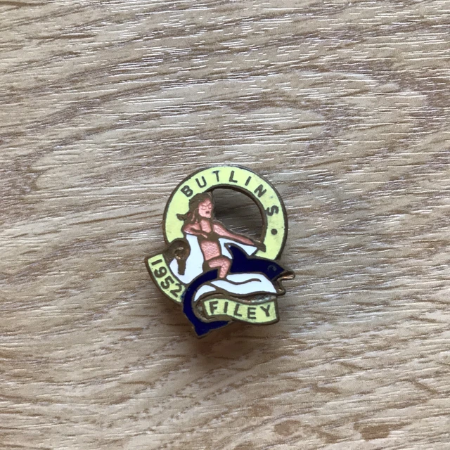 BUTLINS 1952 FILEY holiday camp badge girl riding a fish £5.50 ...