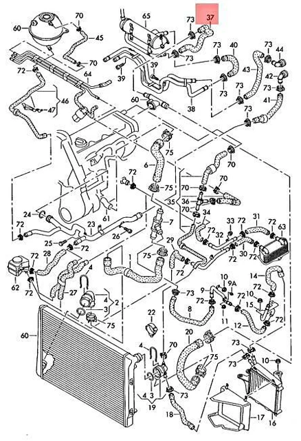 NEW VW AUDI Seat Skoda Golf R32 Gti Rabbit Coolant Hose 3C0121157Bp ...