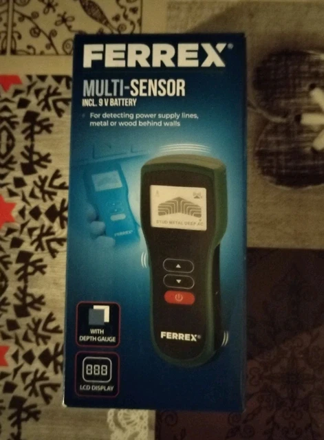 FERREX MULTI SENSOR 9V Stud Pipe Power Line Detector with Depth Gauge ...