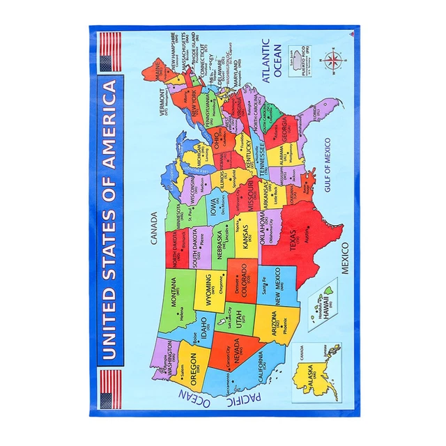 GEOGRAPHY TEACHING WORLD Wall Map Poster United States Hanging Child £7 ...
