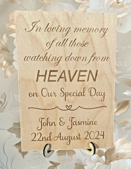 PERSONALISED LASER ENGRAVED In Loving Memory Sign For Wedding Reception ...