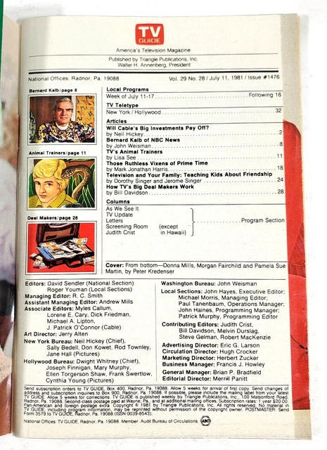 1981 TV GUIDE July 11-17 Donna Mills Morgan Fairchild Pamela Sue Martin ...