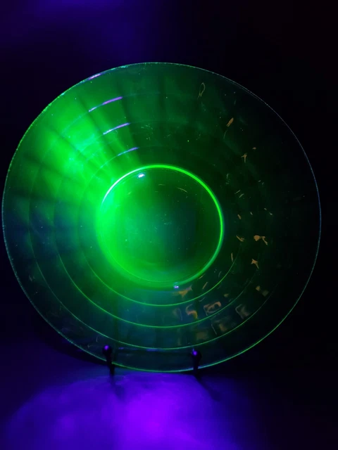 ANCHOR HOCKING GREEN Uranium Depression Glass Plate Block Optic Pattern ...