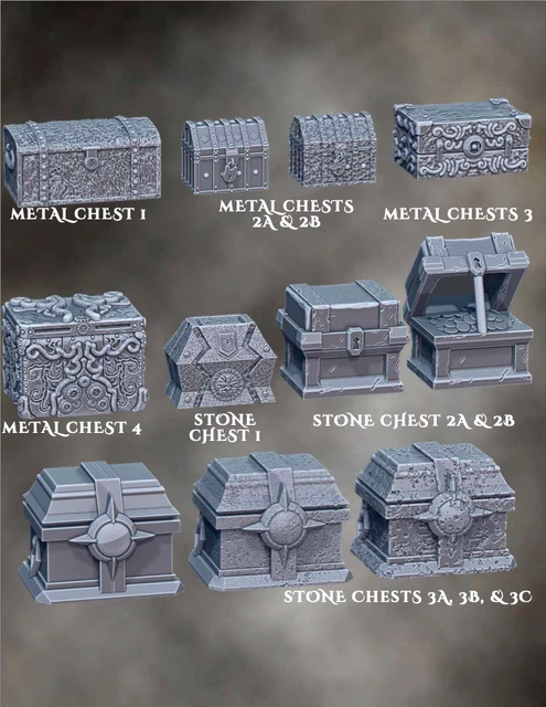 TABLETOP GAMING TERRAIN - Collection of 21 Wooden and Metal treasure ...