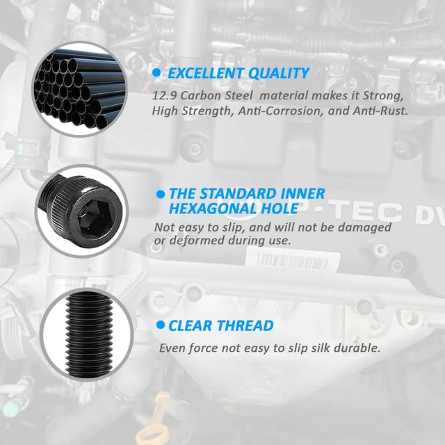 510PCS M3 M4 M5 Hex Socket Head Cap Screw Bolts Nuts Assortment Kit, 12 ...