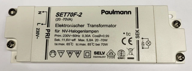 PAULMANN SET70F-2 MIT 20-70 Watt Halogentrafo 70VA Transformator dimmbar N1 EUR 19,99 - PicClick DE
