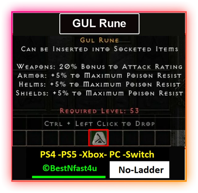 NL SC - Gul rune PC-XBOX-PS4-PS5-SWITCH Diablo 2 Res D2R NON £2.20 ...