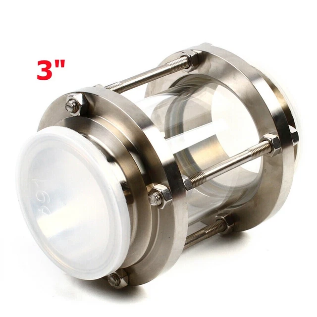 3 INCH SANITARY Flow Sight Glass In-Line Tri-clamp Liquid Viewer ...