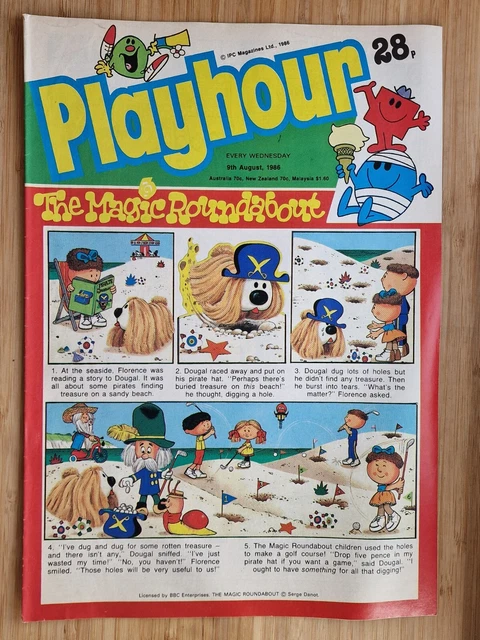 PLAYHOUR - THE Magic Roundabout / Vintage UK Comic / 9th Aug 1986 £6.95 - PicClick UK
