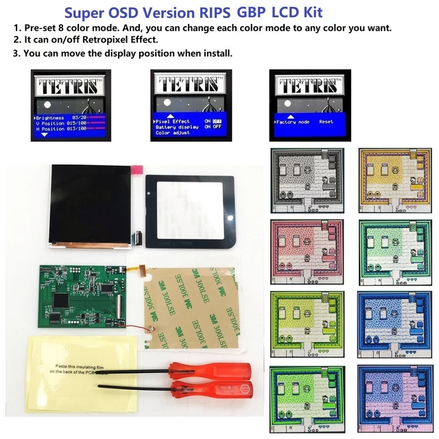 SUPER OSD RIPS Backlight IPS LCD Screen For Game Boy Pocket GBP Console ...