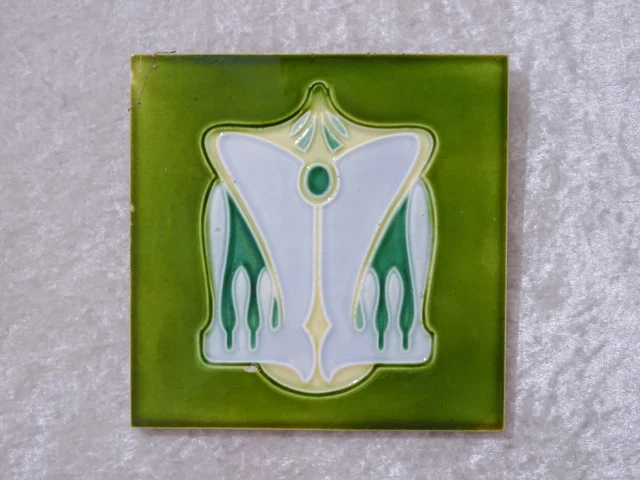 ANTIKE MAJOLIKA KERAMIK Jugendstil Design Fliese Kachel - Vintage um ...