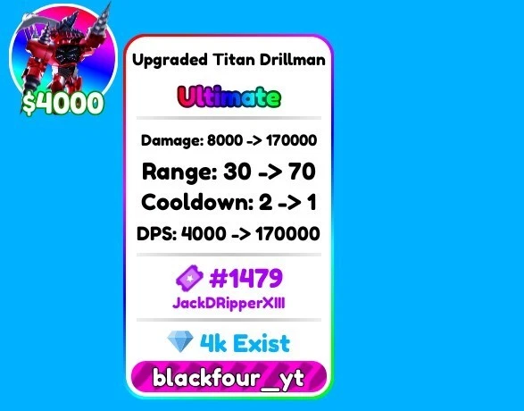 UPGRADED TITAN DRILLMAN Ultimate! Clean! Toilet Tower Defense TTD on ...