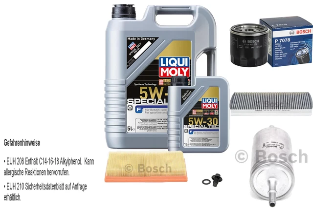 BOSCH INSPECTION SET 6L Huile Liqui Moly Spécial Tec F 5W-30 pour Ford Point 1.6 EUR 126,97 ...