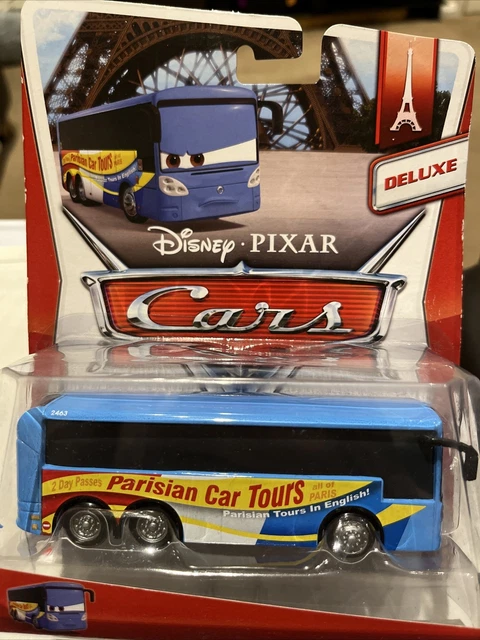 DISNEY PIXAR CARS 2 Deluxe Emmanuel tour bus 1:55 diecast new in ...