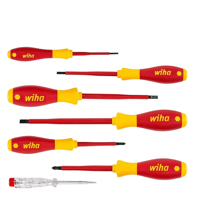 WIHA 12-TLG ELEKTRIKER Schraubendreher Set SoftFinish® electric slimFix Schlitz EUR 99,81 ...
