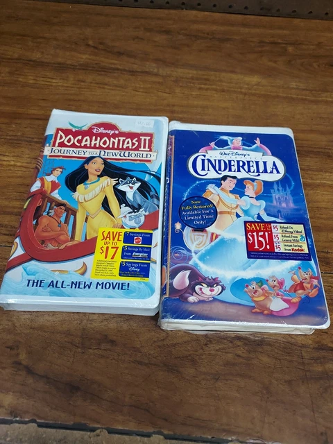 WALT DISNEY LOT of 2 NEW SEALED VHS TAPES, Pocahontas II & CINDERELLA ...