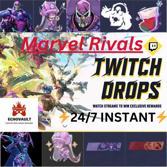 MARVEL RIVALS TWITCH Drops - All Available 10 Items - S1 + S0 Rewards £ ...