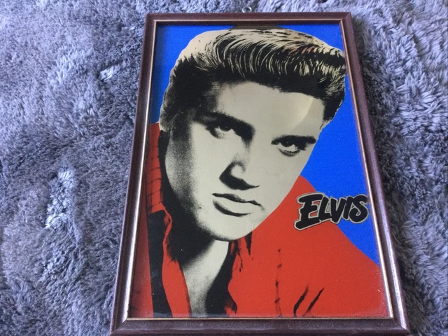 RARE VINTAGE ELVIS Presley Portrait Mirror. Retro Kitsch 22cm X 32cm £ ...