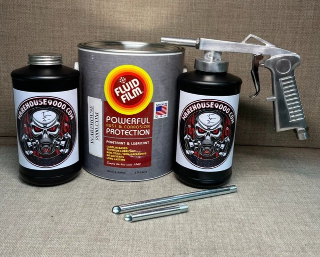 GALLON FLUID FILM Amber, Standard Undercoating Gun, and 2 Black Quart ...