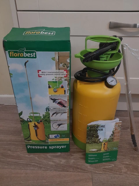 FLORABEST PRESSURE SPRAYER 5L 2 Manometers and safety pressure control ...