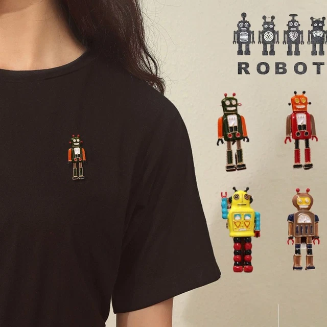 OLD COLOR ROBOT Brooches Robot Shape Badges Vintage Lapel Pins Bag ...