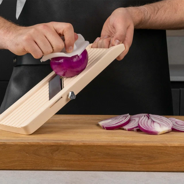 MANDOLIN VEGETABLE SLICER 6.4cm Ivory 3 interchangeable Stainless Steel ...