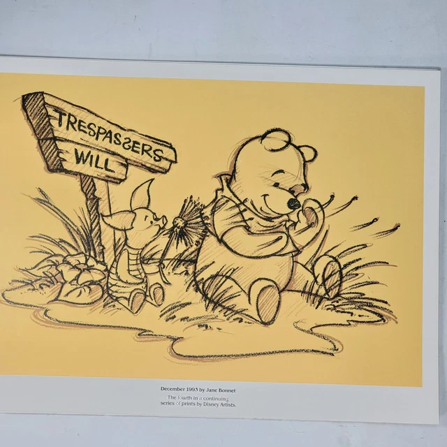 VINTAGE WINNIE-THE-POOH DISNEY Artist Series Jane Bonnet Art Print 1993 ...