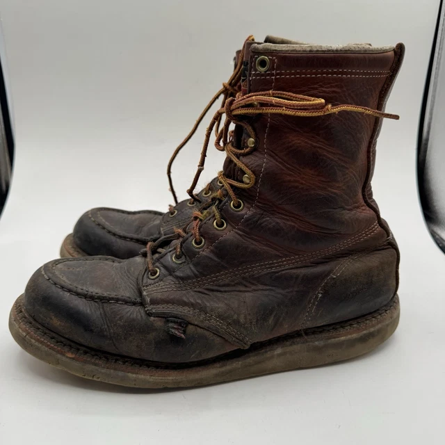 THOROGOOD AMERICAN HERITAGE MOC-TOE WEDGE 8" WORK BOOTS 814-4201 Sz 10. ...