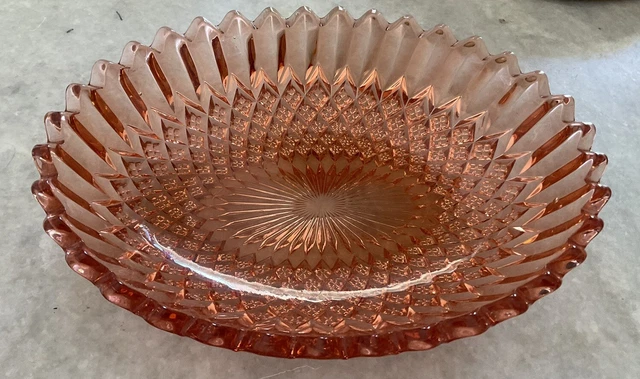 VINTAGE ANCHOR HOCKING Miss America Pink Depression Glass Bowl -Diamond ...