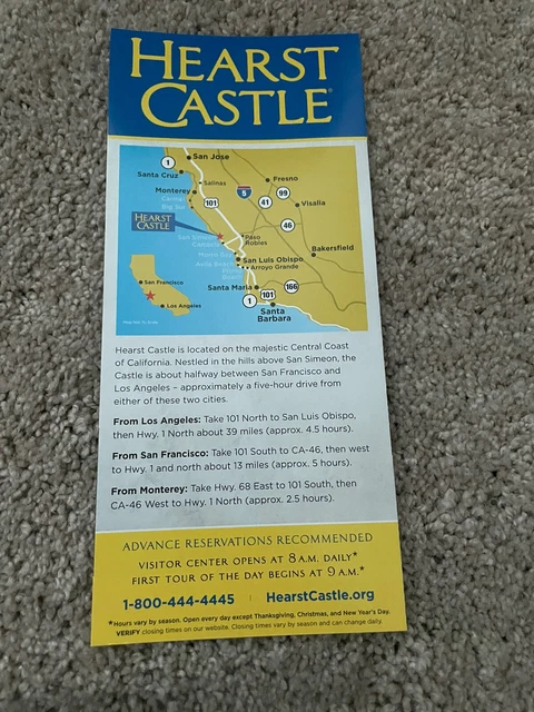 HEARST CASTLE TOUR Brochure Guide Map Souvenir Booklet San Simeon ...