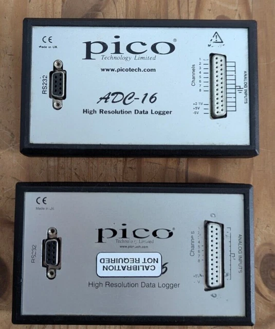 PICO TECHNOLOGY ADC-16 High Resolution Analog Data Logger 2 units (Used ...
