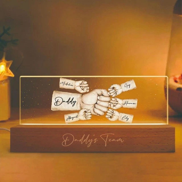 CUSTOM FIST BUMP Dad Kids LED Night Light, Gift For Dad Daddy Father's ...