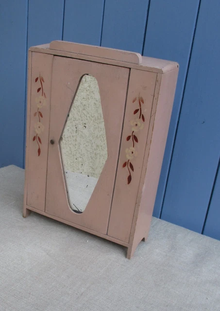 MEUBLE EN BOIS Ancien de poupée années 50 décor pochoir EUR 35,00 - PicClick FR