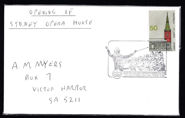 1978 OPENING OF THE SYDNEY OPERA HOUSE 50c DECIMAL STAMP UNOFFICIAL ...