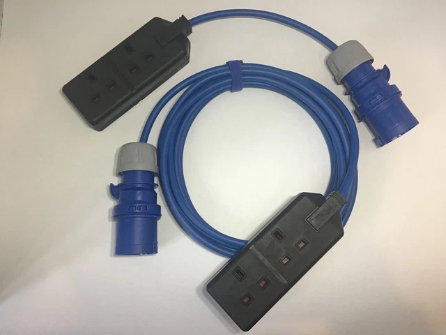16A - 13A Twin Double Socket Adaptor Fly Lead Arctic Cable Various ...