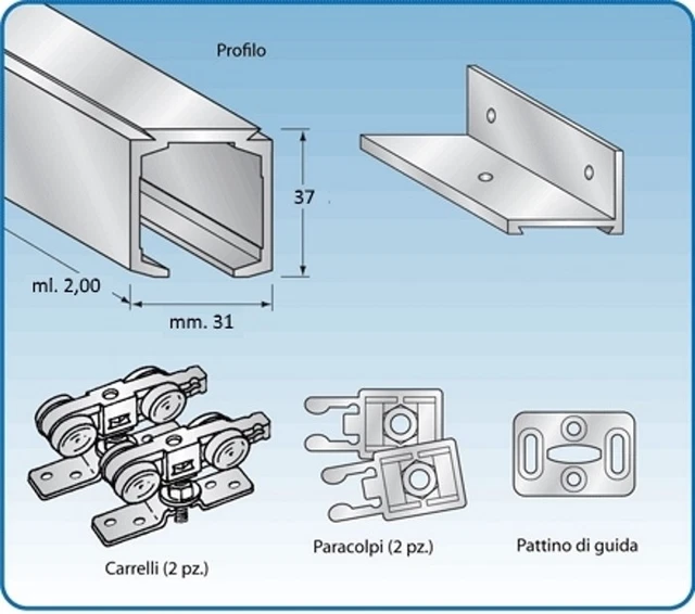 BINAIRE TROUSSE PORTE Coulissante CM 125/140/180/200 /250 Débit KG.70 EUR 82,88 - PicClick FR