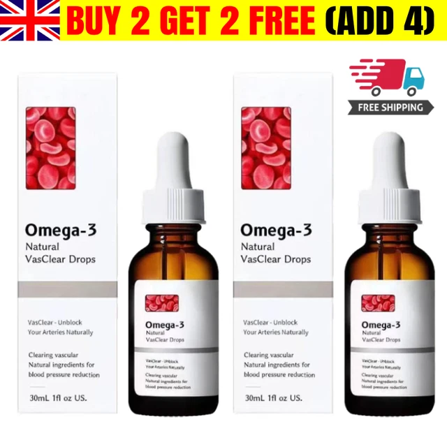 OMEGA-3 NATURAL VASCLEAR Drops, Fish Oil Alternative DHA EPA Immune ...