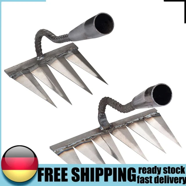GARDEN RAKE SHARP Tooth Nail Harrow Metal Harrow Garden Hand Rake Tool ...