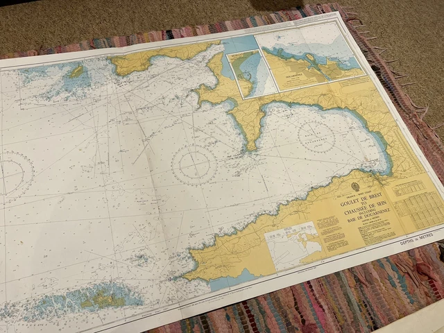 VINTAGE NAVAL MAP France Large Old Map A1 French £6.99 - PicClick UK