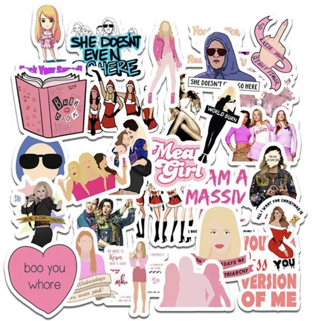 BUMPER MEAN GIRLS Sticker Pack Pink Decal Laptop Crafting Scrapbook ...