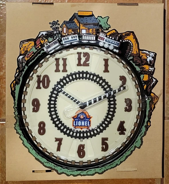 LIONEL TRAIN WALL Clock 100th Anniversary Moving Train & Hourly Sounds ...