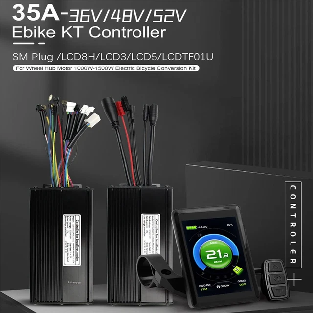 EBIKE 36V-52V KT 35A Sine Wave Controller 1000W-1500W+Display Throttle ...